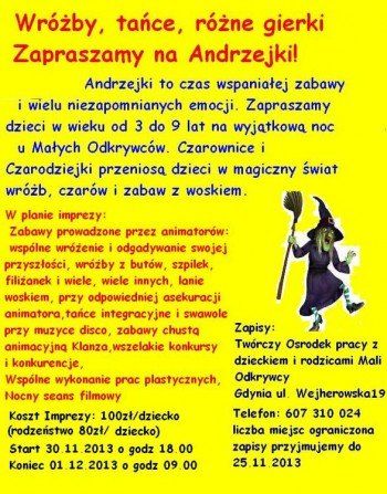 Bal Andrzejkowy całonocna opieka nad dzieckiem połaczona z zabawą - Wydarzenia, imprezy dla ...