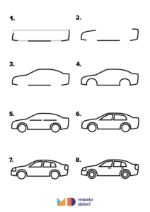 Jak narysować samochód krok po kroku. Instrukcje rysowania do druku ...